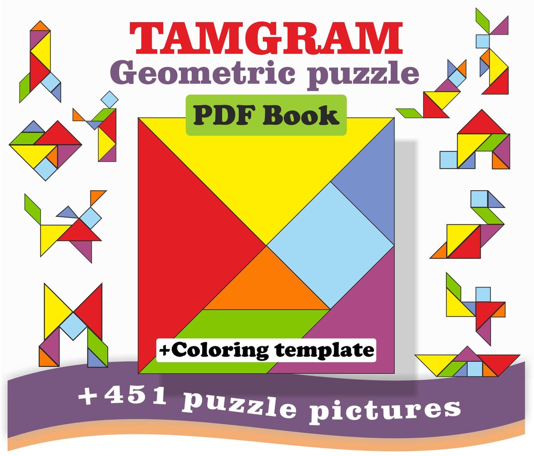 MONTESSORI TANGRAM PUZZLE Book,tamgram 451 Pictures,a5/a4 Tamgram ...