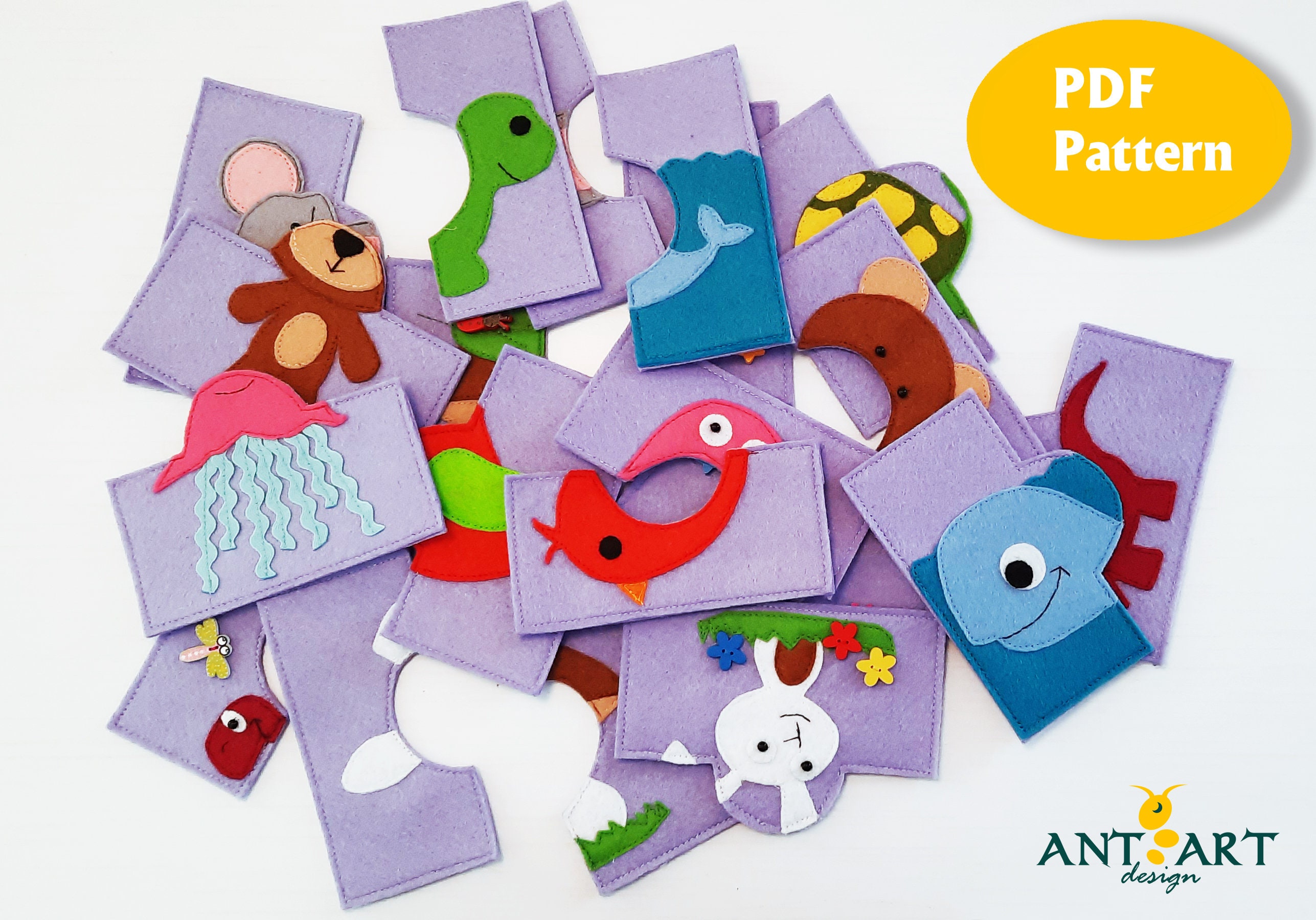 PDF A4 Sewing Pattern Felt Puzzle Set,jigsaw Puzzles,baby Sewing ...