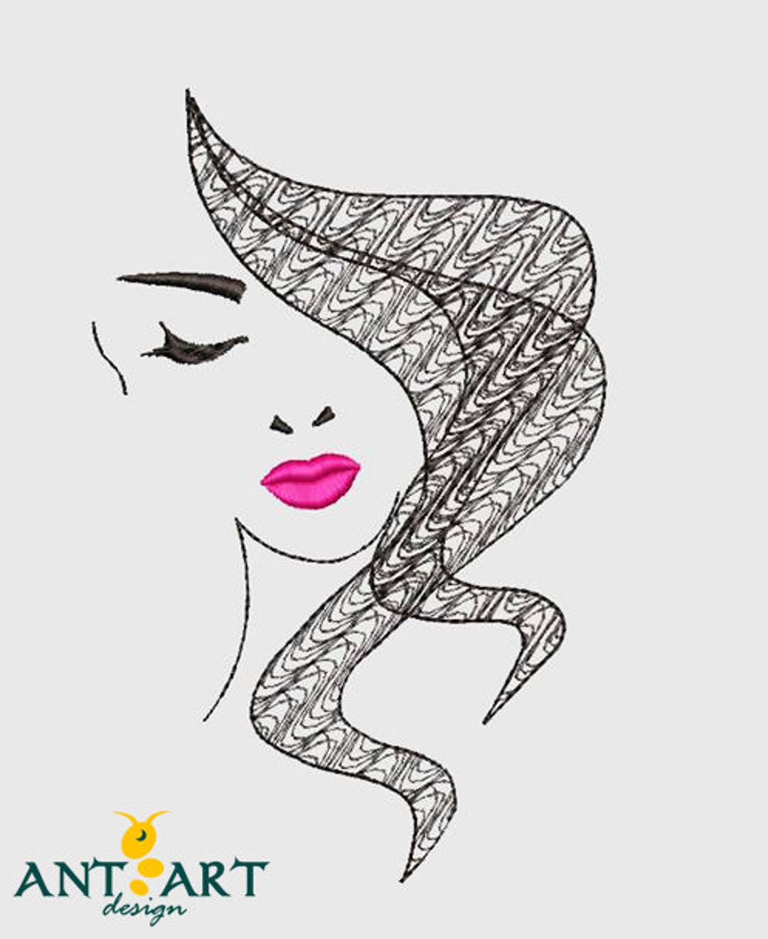 Lady Face Embroidery Design, Women Embroidery File, Lady Machine ...