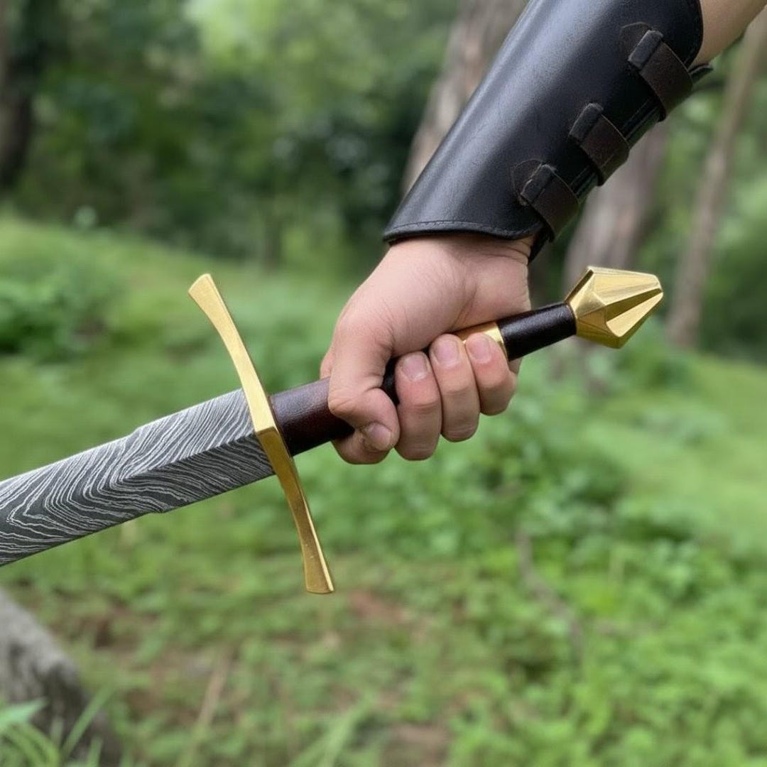 Hand Forged Damascus Steel Longsword – Medieval Replica Sword, Fantasy ...