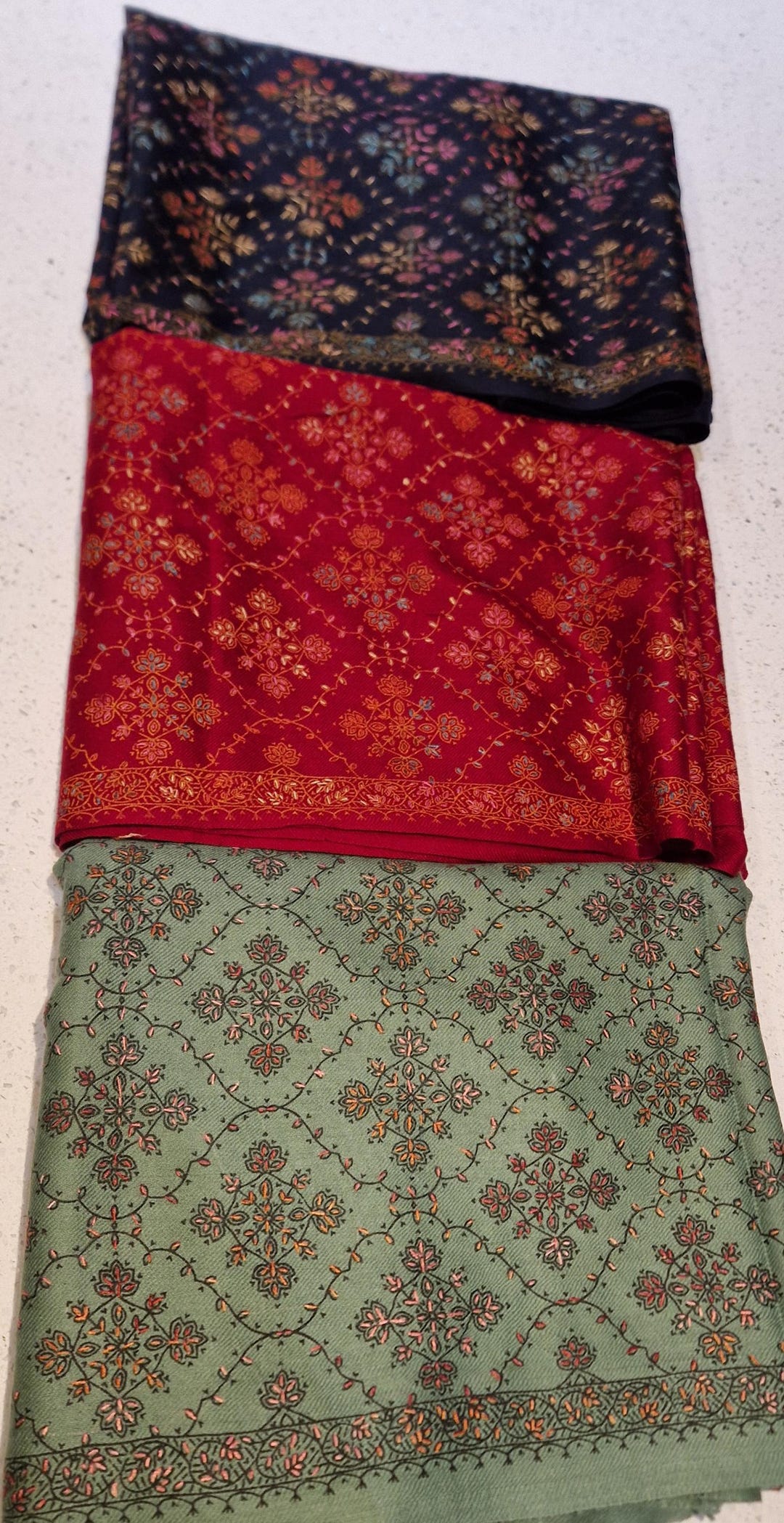 Kashmiri Full Jaal, Hand Embroidery Shawl, Embroidered Kashmiri Scarf ...