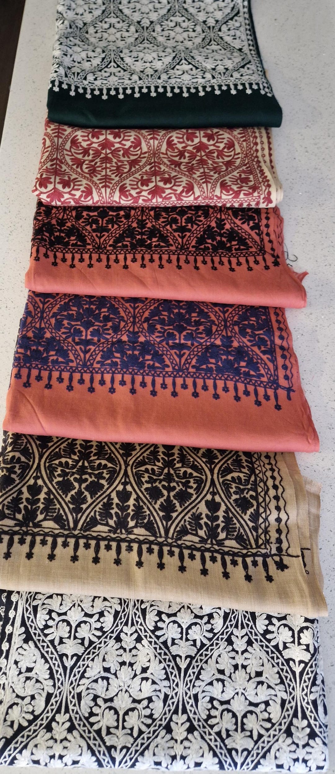 Kashmiri Aari Embroidery Scarf, Embroidered Kashmiri Shawl, Winter Wrap ...