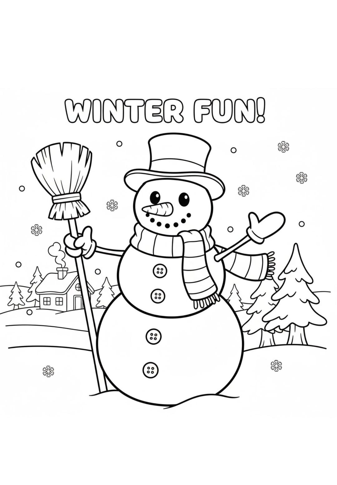 Snowman Christmas Coloring Page - Etsy