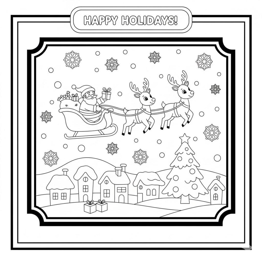 Christmas Santa Coloring Page Digital Print - Etsy