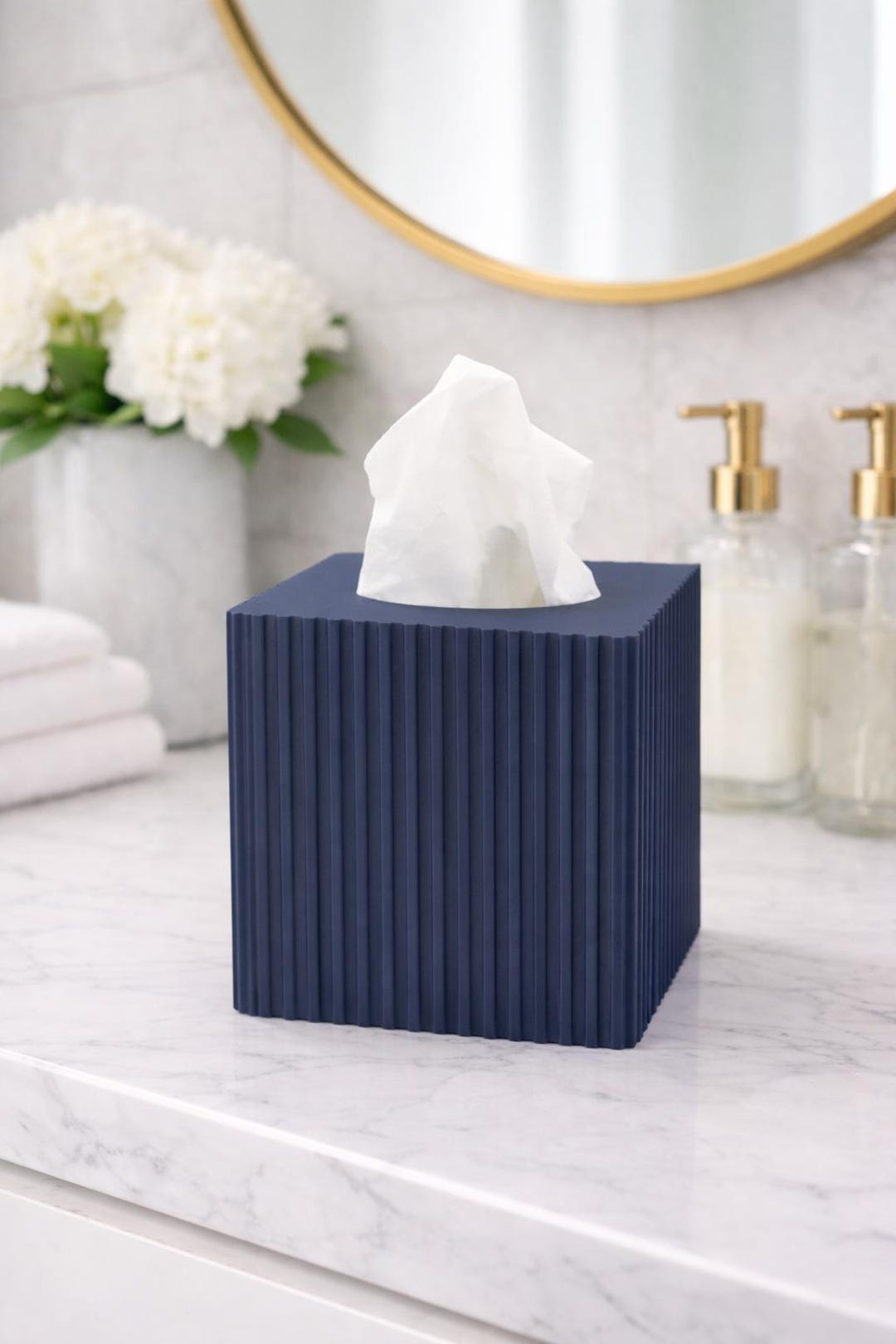 Modern Tissue Box Cover | Ribbed Cube Tissue Box Holder | Minimal Home ...