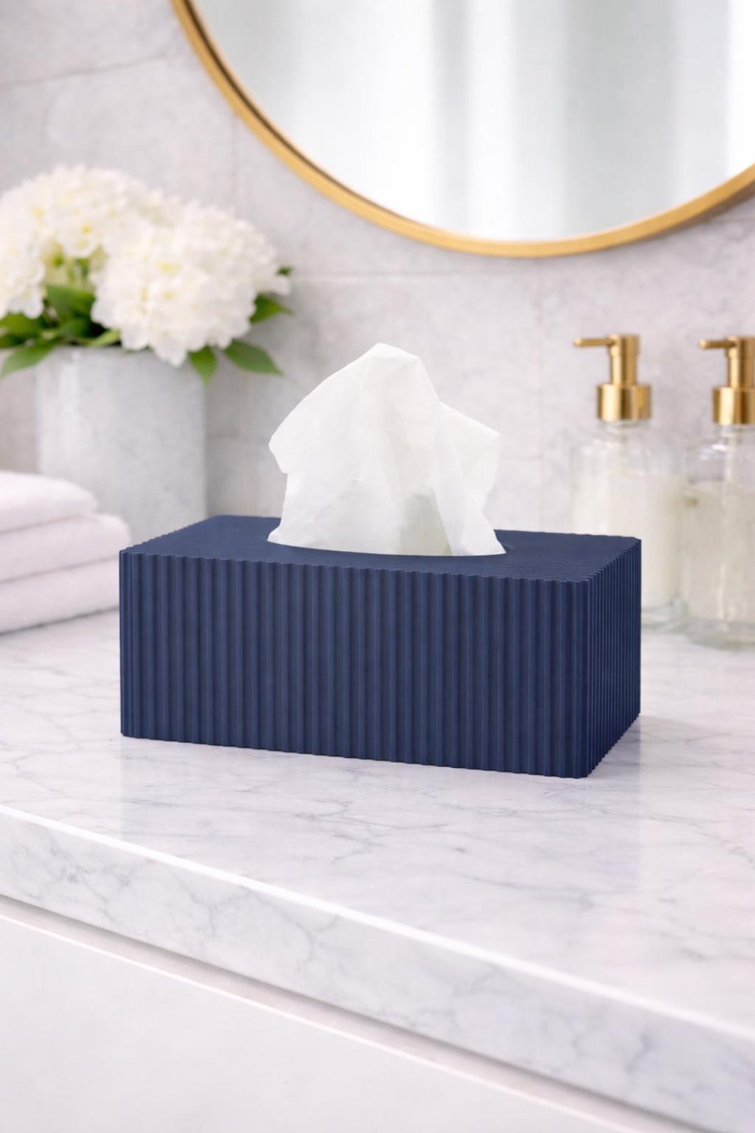 Modern Tissue Box Cover | Ribbed Tissue Box Holder | Minimal Home Decor ...