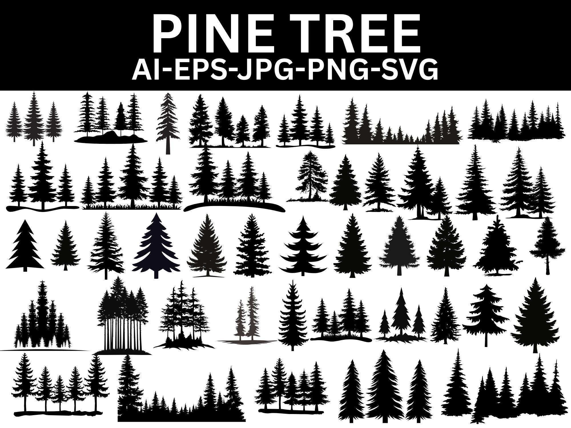 Evergreen Pine Tree SVG Bundle,pine,fir,forest Stencil (commercial Use ...