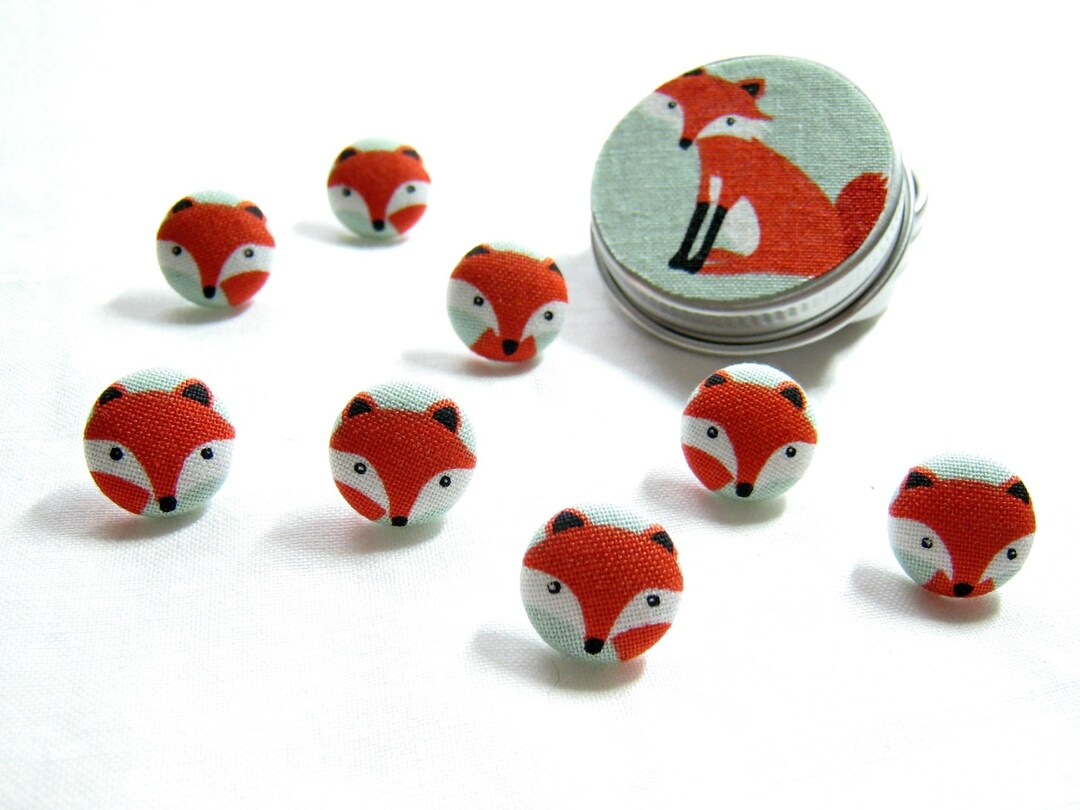 Fox Fridge Magnets/pins 8x15mm Fabric Covered Strong Neodymium Magnets ...