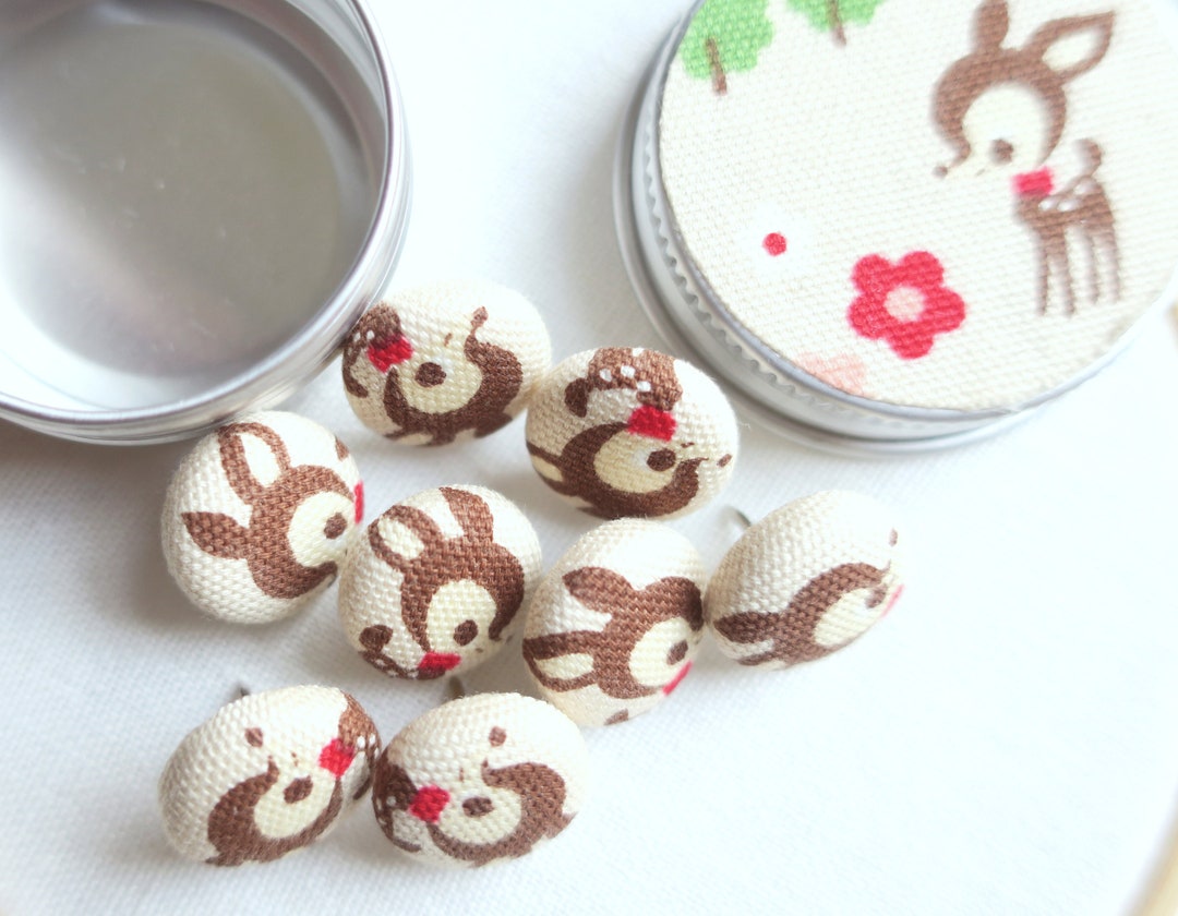 Deer Fawn Drawing Pins Set of 8 Matching Tin 15mm Kawaii Bambi Thumb ...