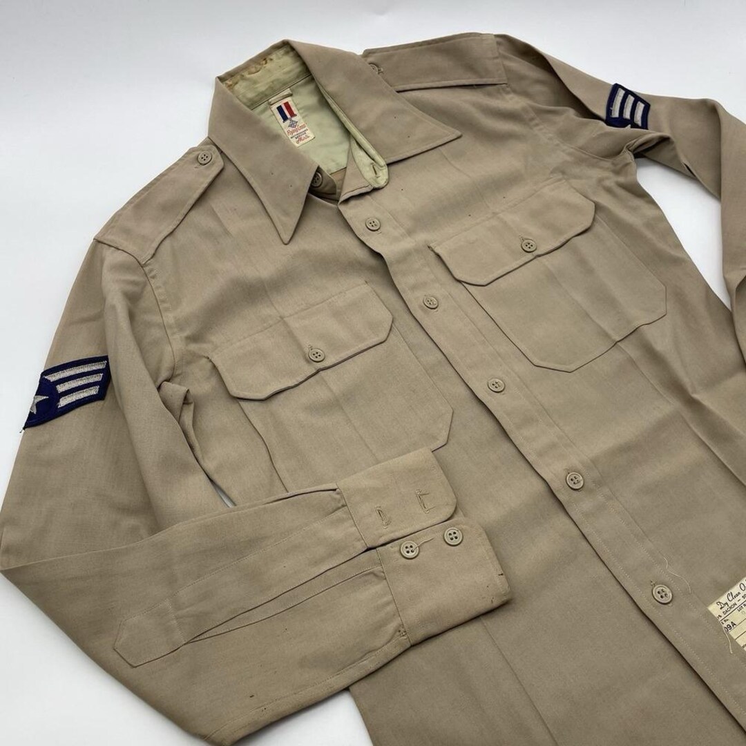 Flying Cross 60's Air Force Shirt Mens Size 36 Ish Beige Dacron Size ...