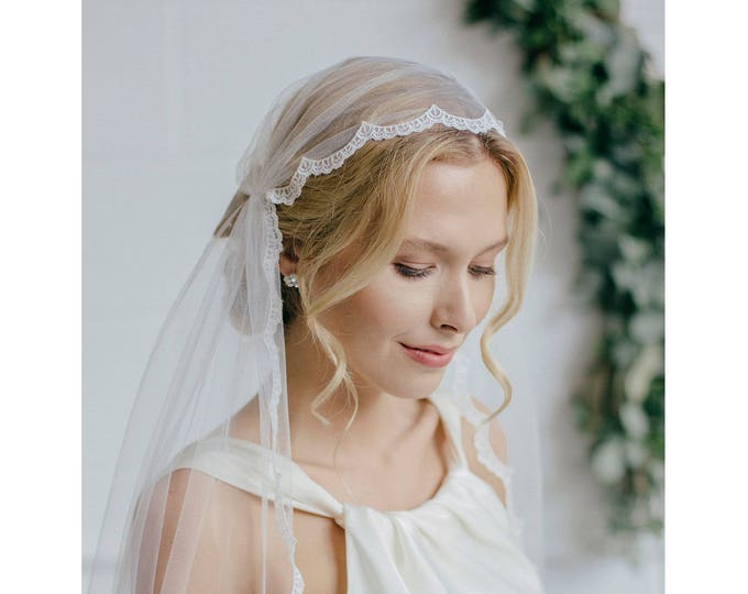 Dramatic Juliet Cap Veil With Beaded Floral Lace ,kate Moss Style Veil ...