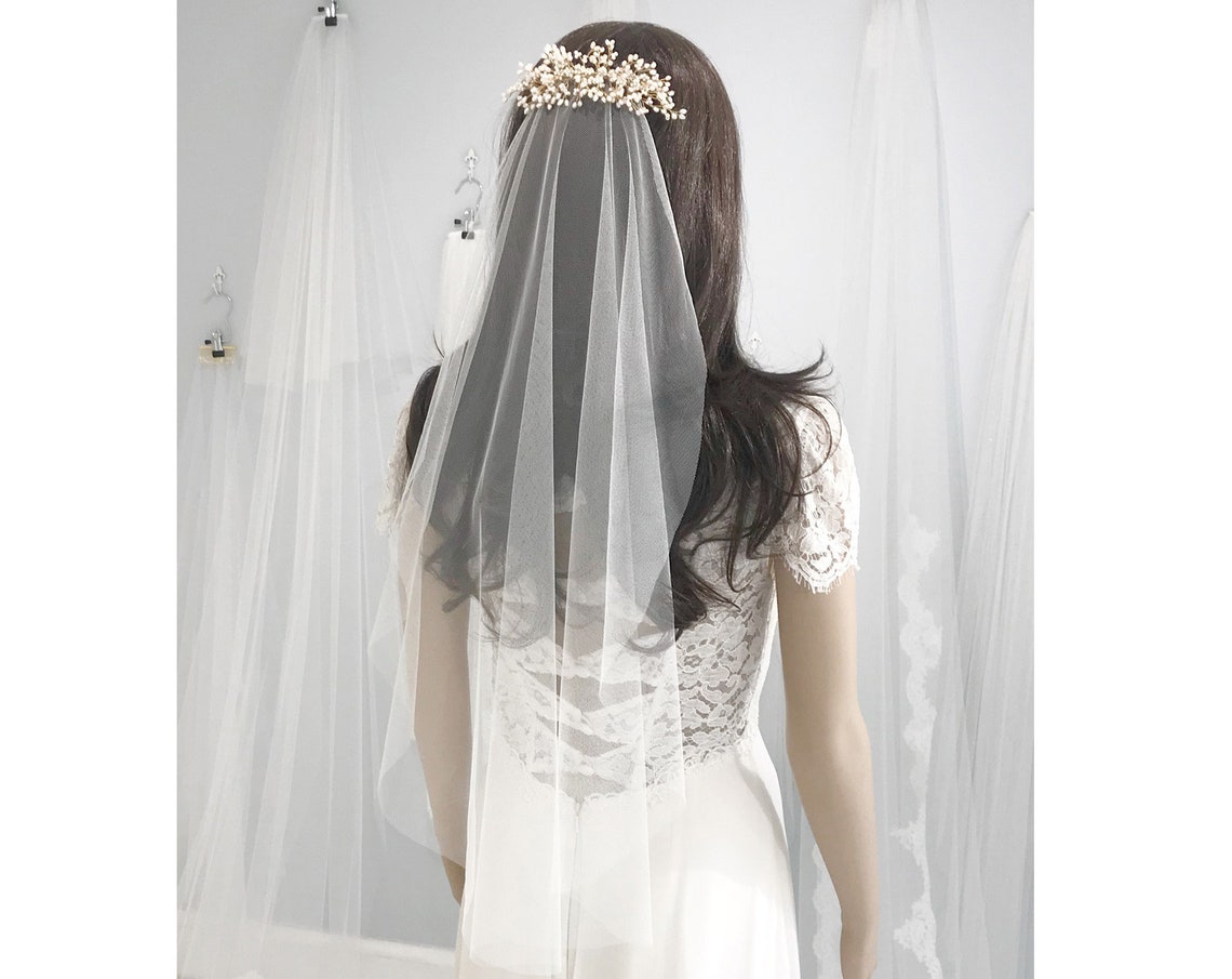 Silk Style Barely There Wedding Veil Minimal Wedding Veil | Etsy