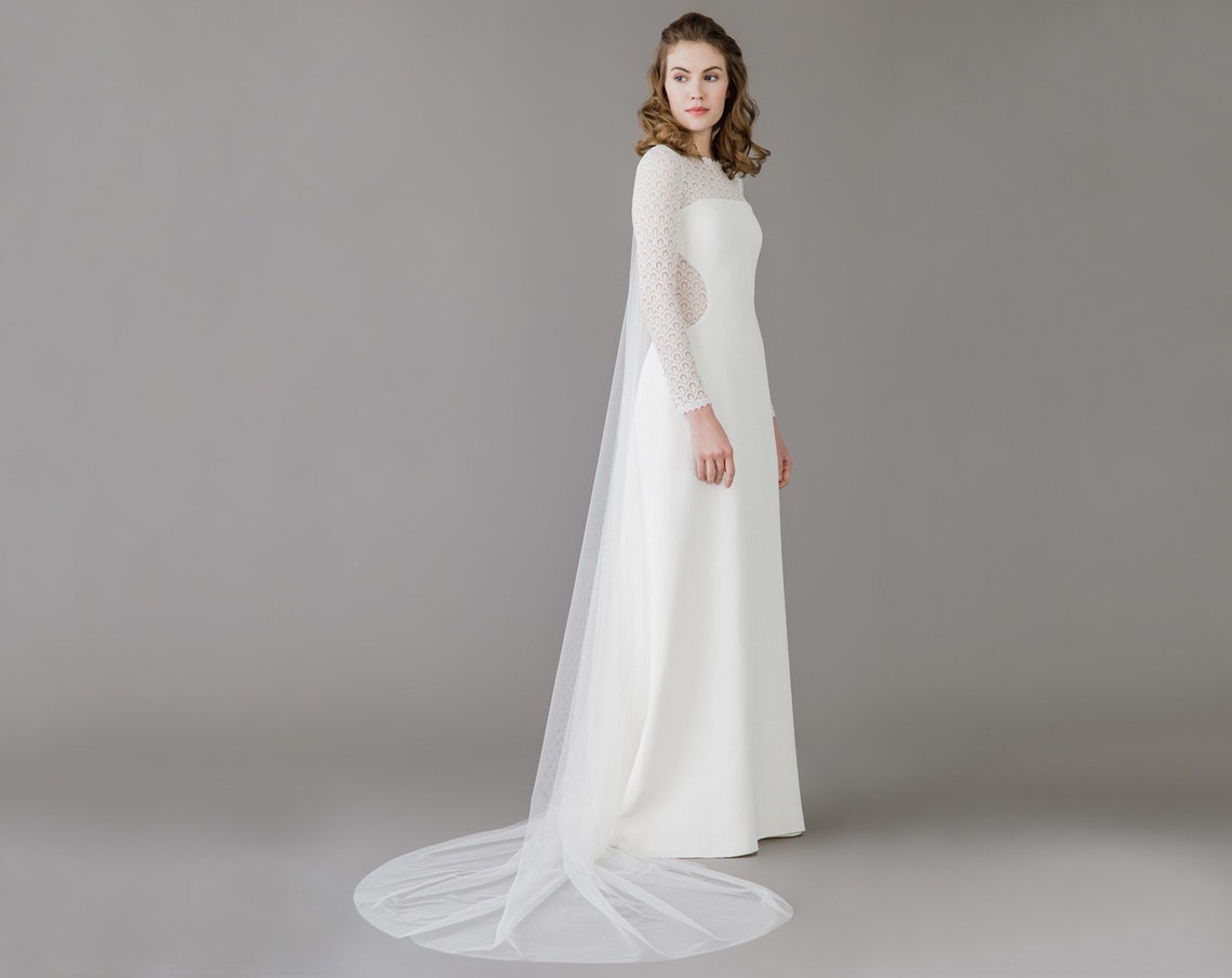 Silk Style Barely There Wedding Veil Minimal Wedding Veil | Etsy