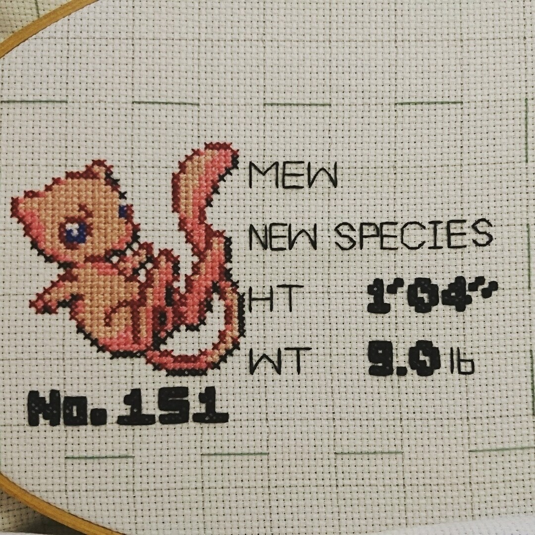 Mew Pokedex Cross Stitch Pattern - Etsy