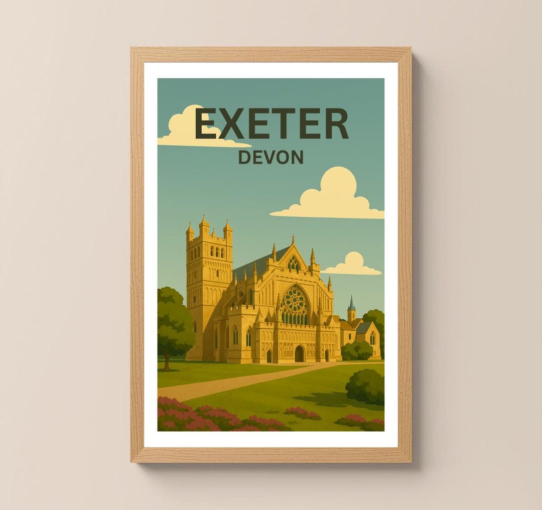 Exeter, Devon | Retro Travel / Art Print - Etsy