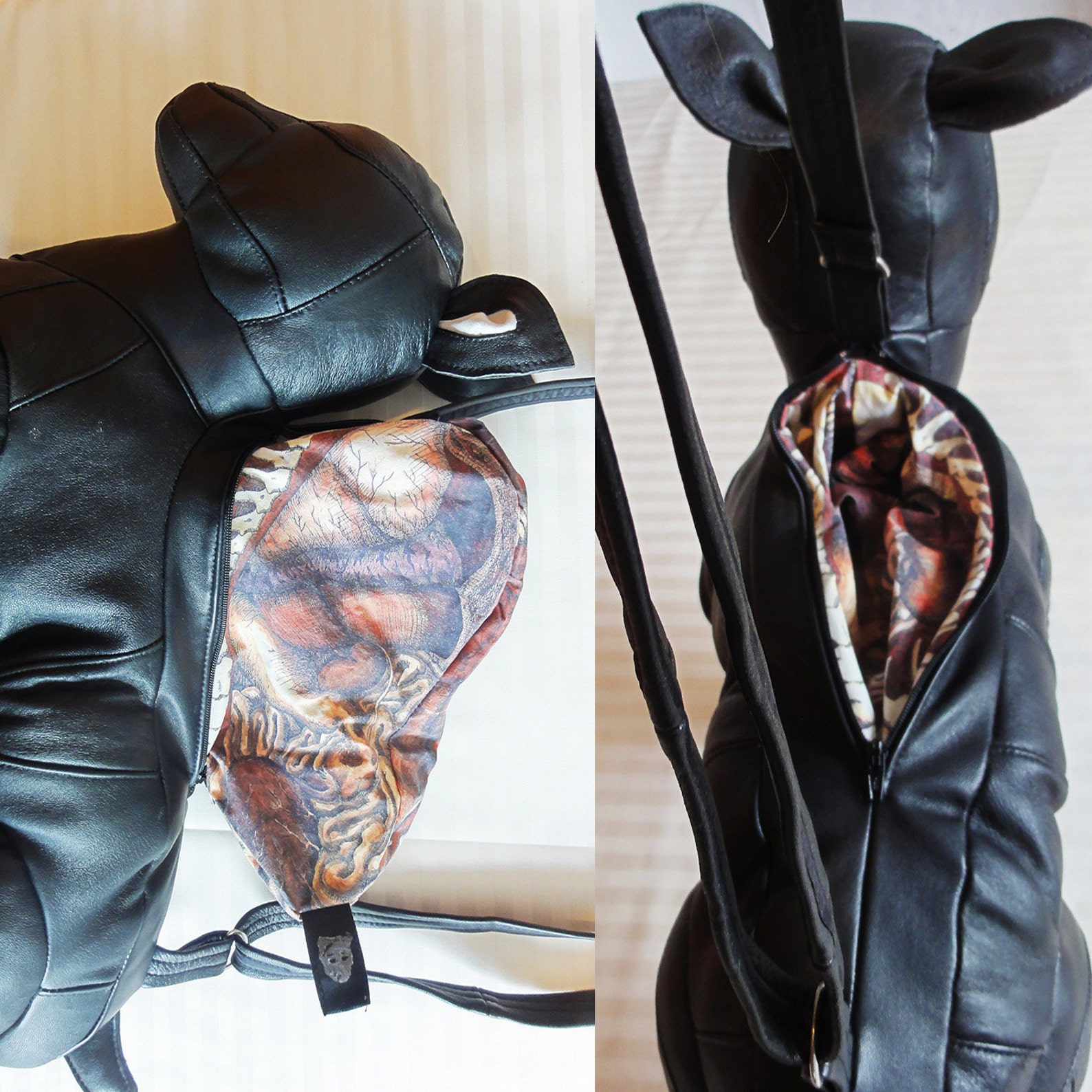 OTTO Project, Animal Fawn Bag With Printed Lining and Printed Heart ...