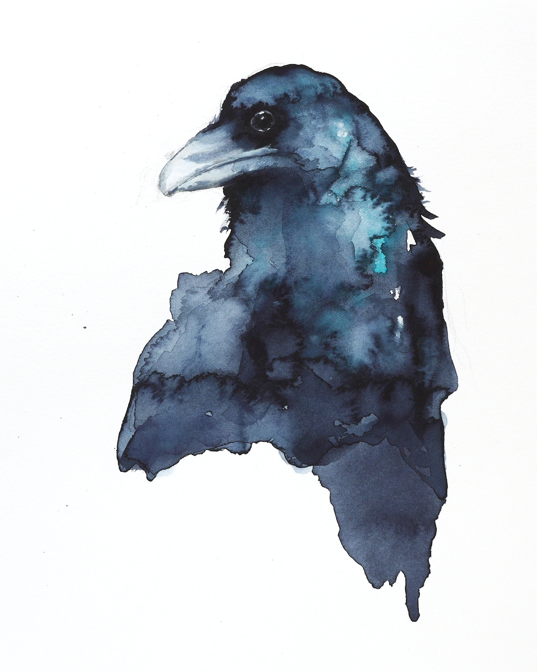 Raven Watercolor Art, Raven Painting, Raven Watercolor Wall Art, Raven ...