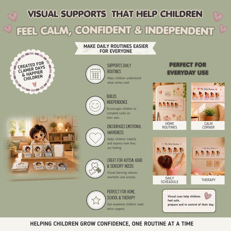 Visual Schedule & Emotion Cards, Brown Hair Boy Character Set, Autism ...