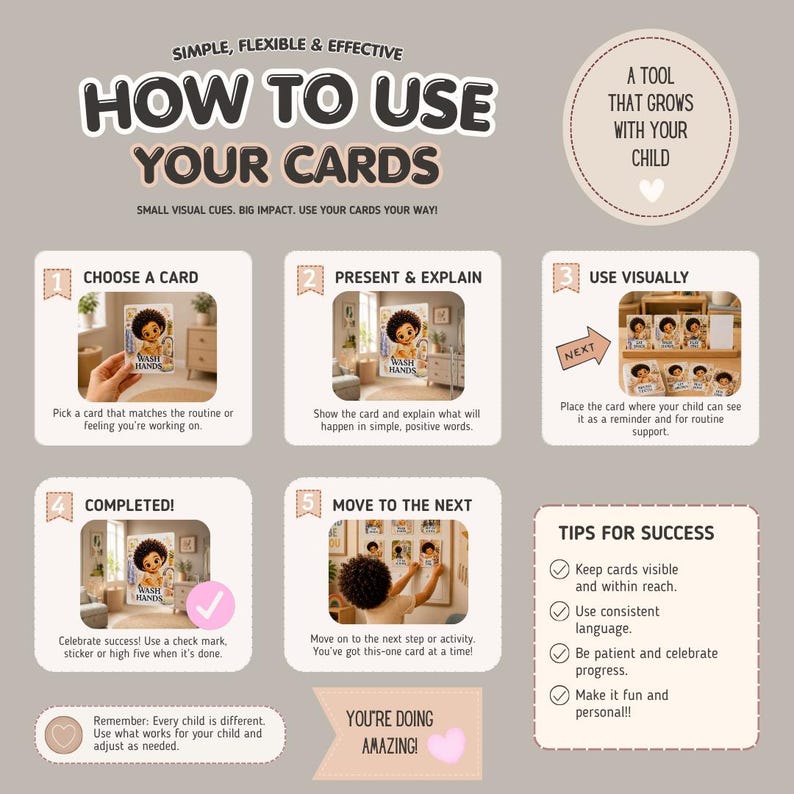 Visual Routine Cards & Emotion Cards, Curly Hair Boy Character, Autism ...