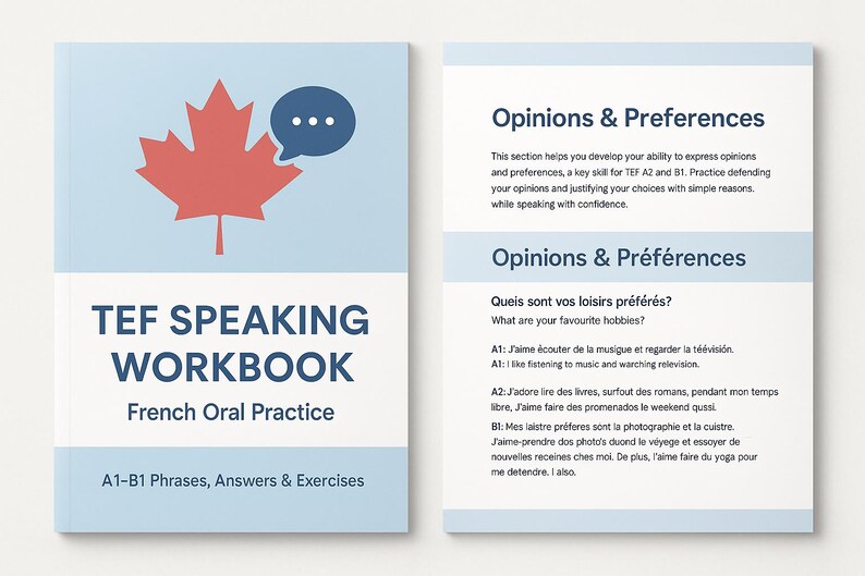 TEF Speaking Practice Workbook PDF | A1-B1 French Oral Prep | Phrases ...