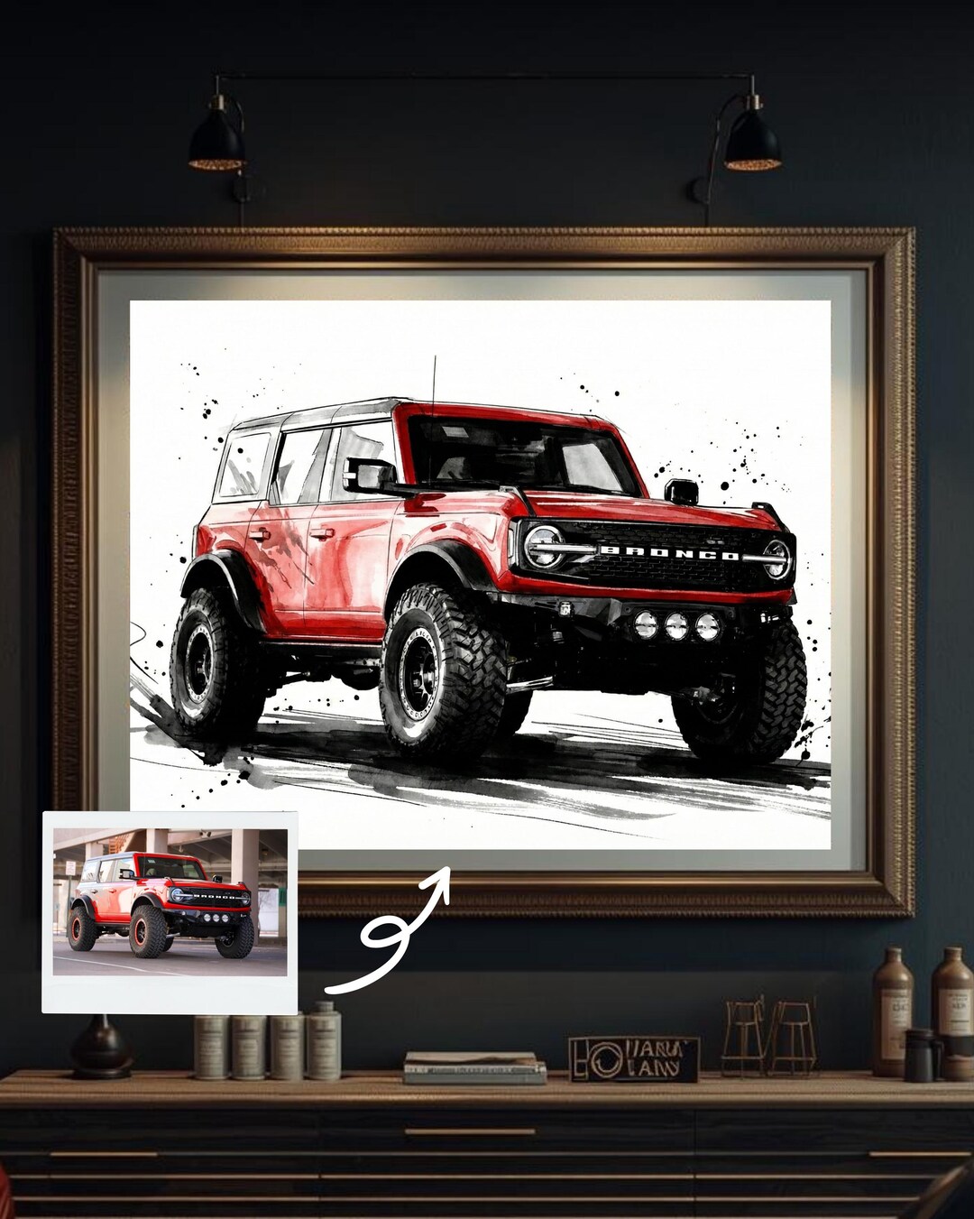 Custom Colored Ink Car Painting, Custom Fluid Ink Car Sketch, Car Lover ...