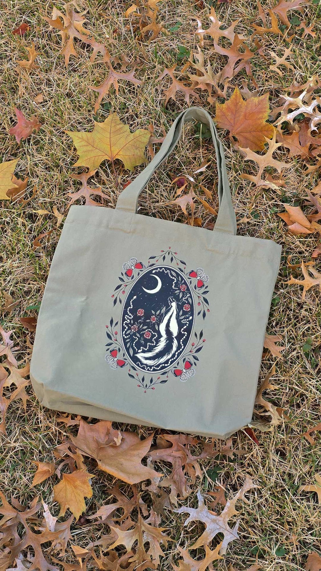 Skunk Drawing Tote Bag in Olive Green With Inner Pocket - Etsy
