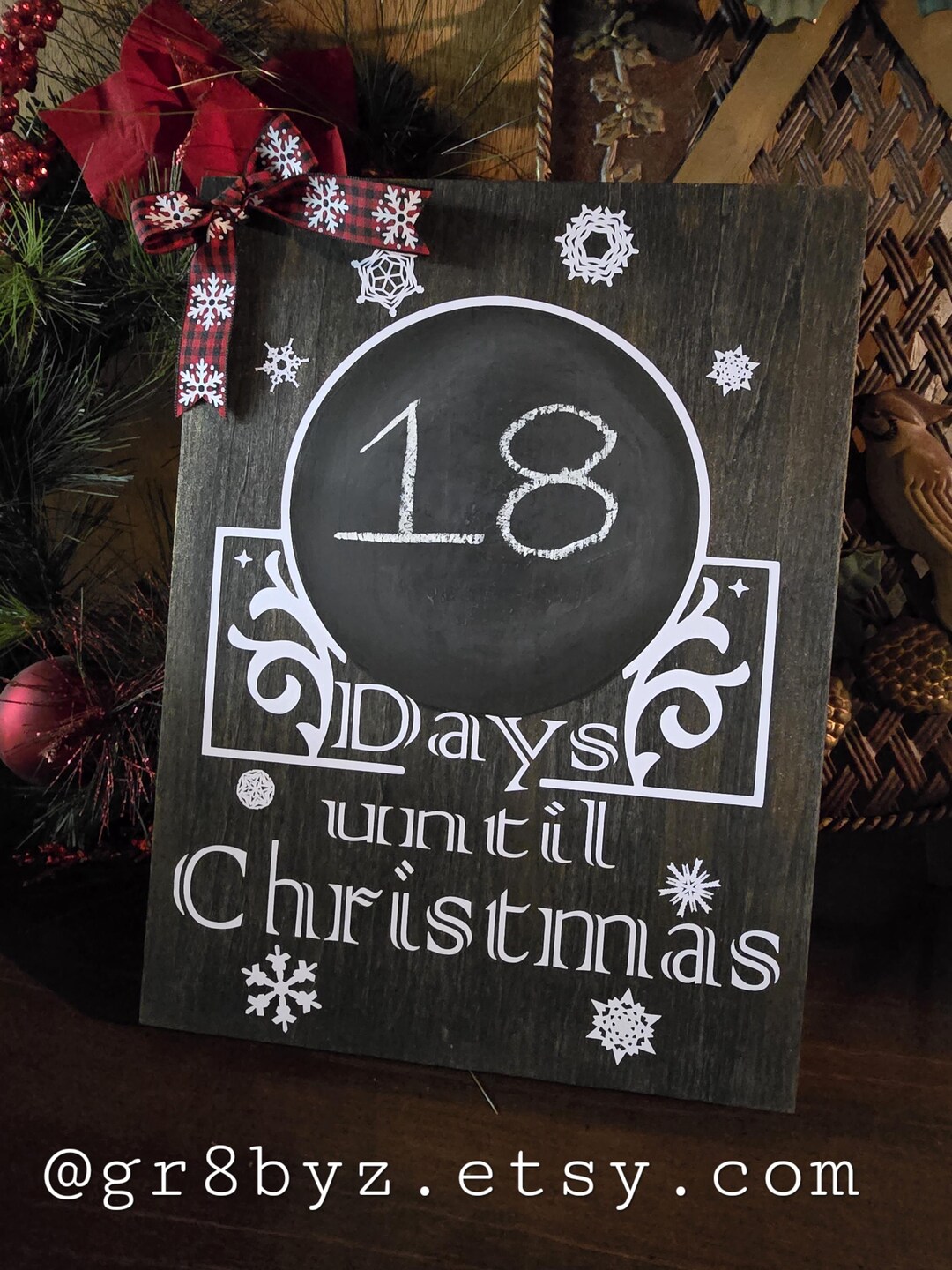 Countdown Until Christmas Sign, Shelf Display Chalk Days Til Christmas ...