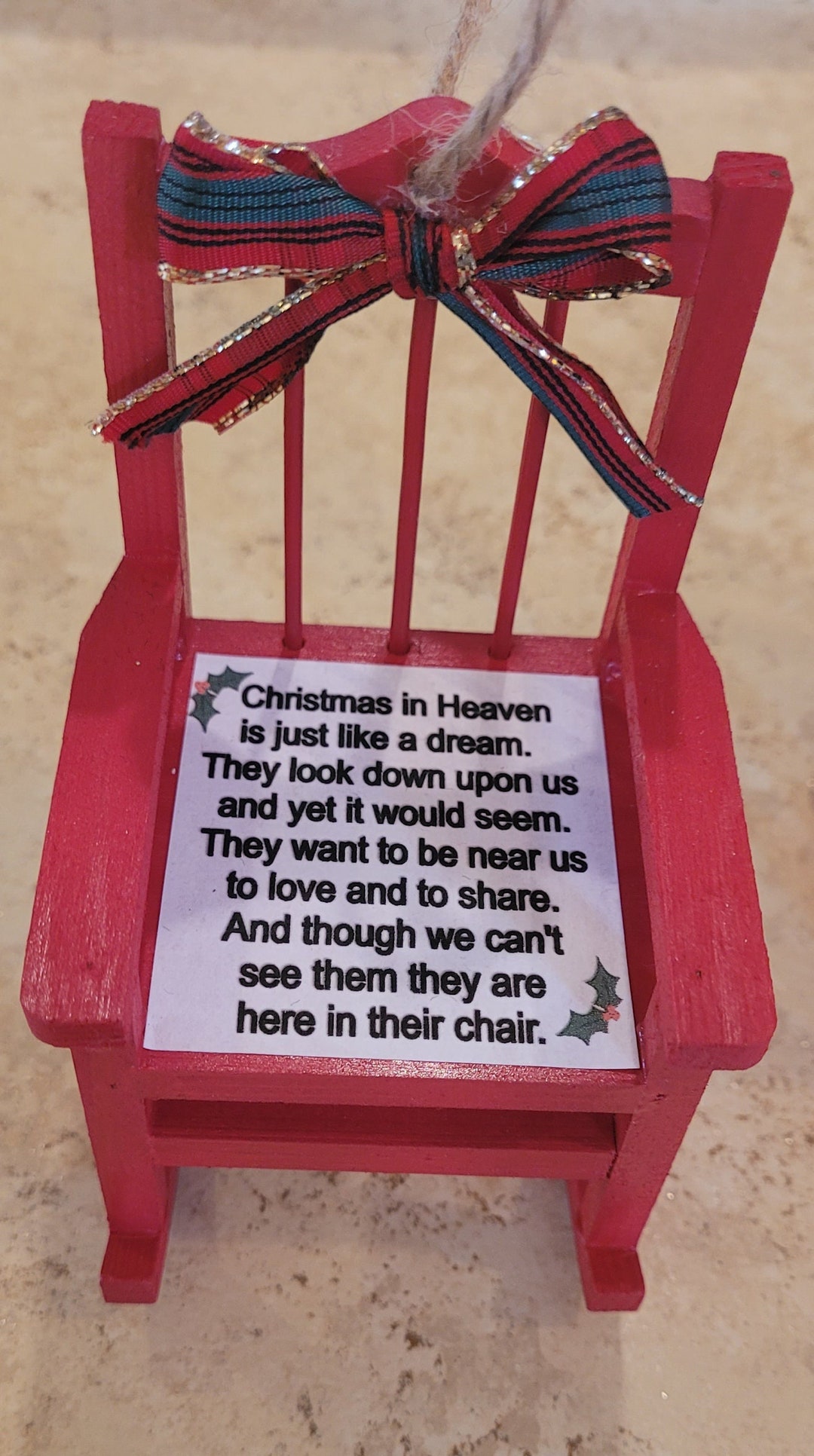 Set of 4 / Christmas in Heaven Ornament | Rocking Chair Ornaments ...