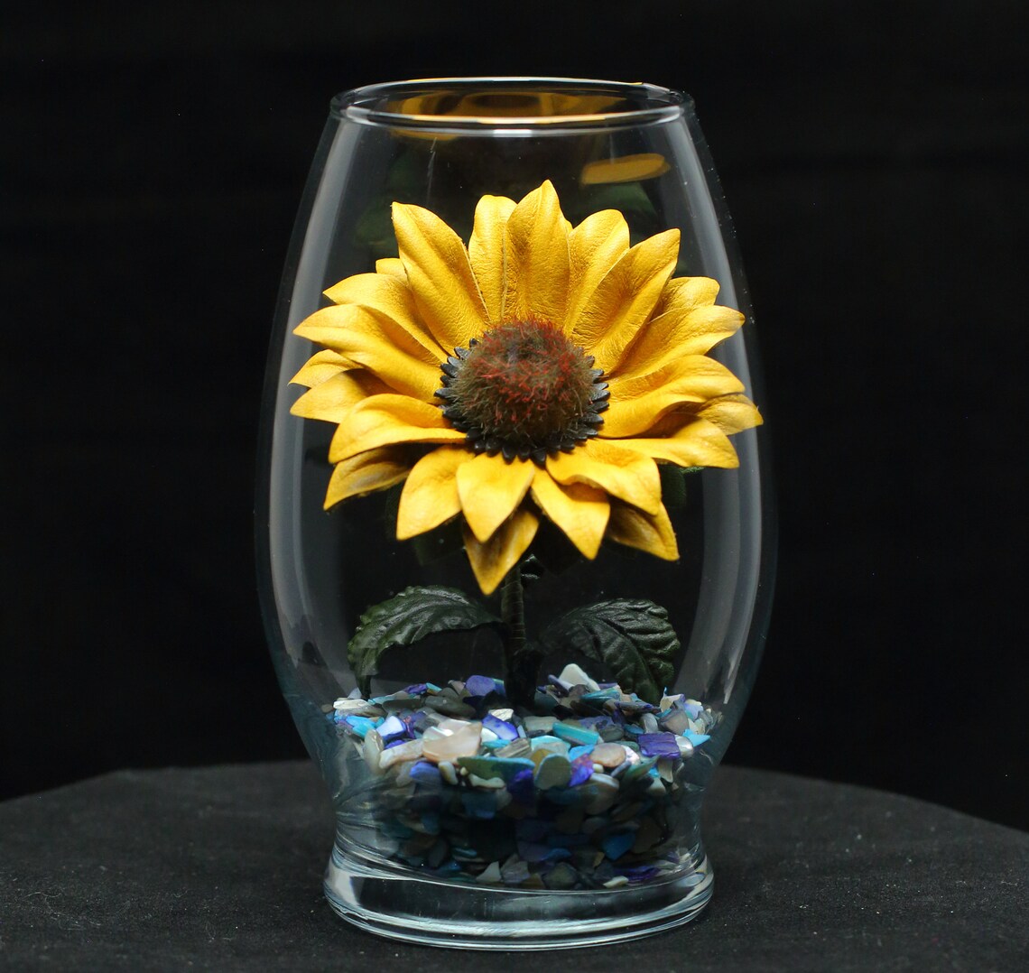 Leather Sunflower Third 3rd Leather Wedding Anniversary Gift | Etsy