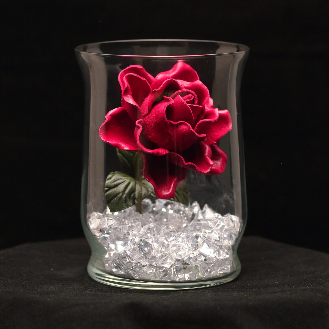 Leather Rose Personalized Magenta Leather Flower in Glass Vase | Etsy