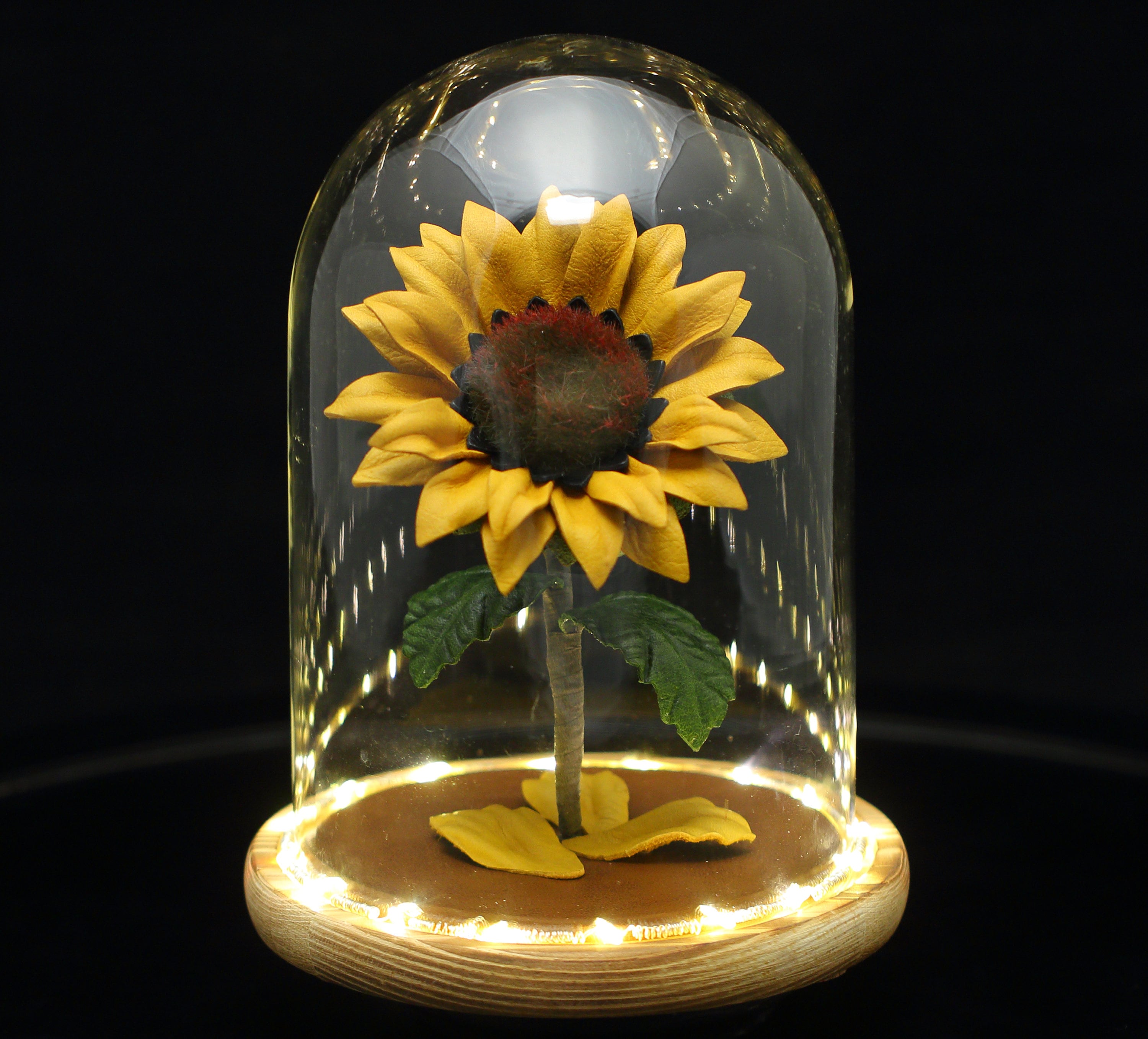 LED Lights for Leather Flower in Glass Dome Nightlight Romantic Gift ...