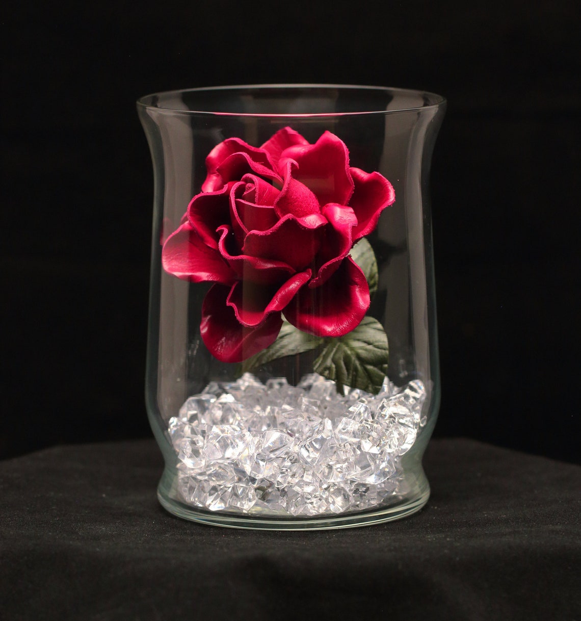 Leather Rose Personalized Magenta Leather Flower in Glass Vase - Etsy