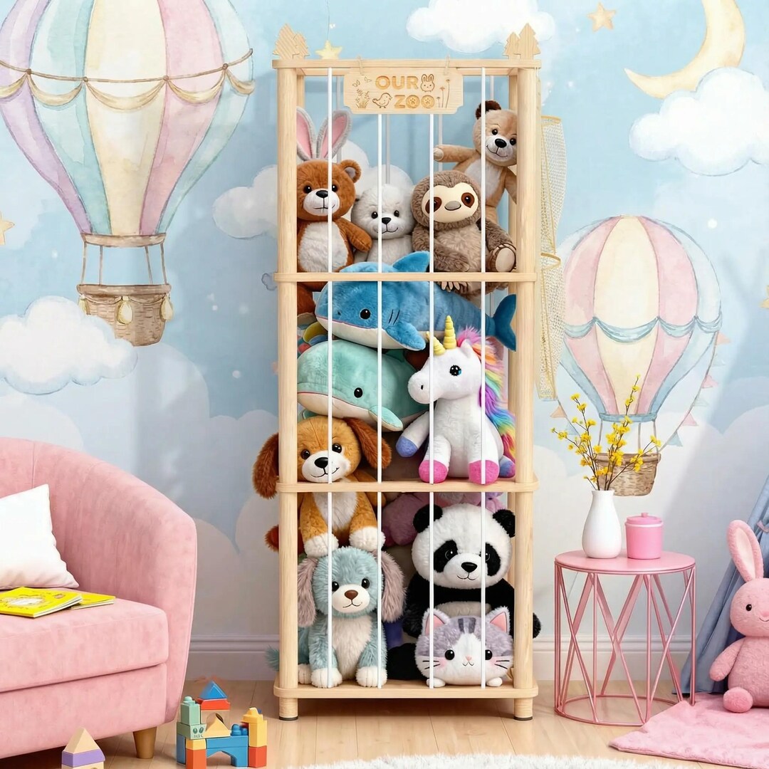 The Ultimate Plushie Zoo: 54" XL Pine Wood Stuffed Animal Storage With ...