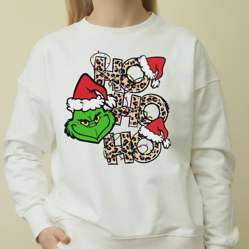 Ho Ho Ho Grinch PNG | Funny Leopard Print Christmas Design | Santa Hat ...