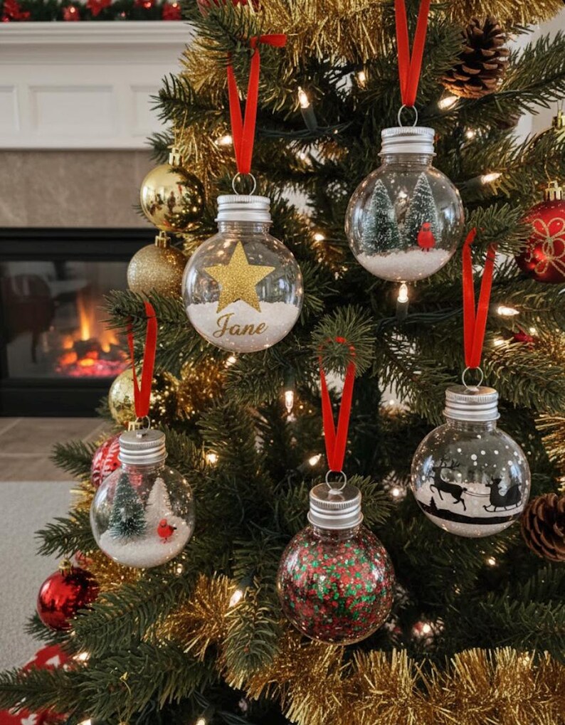 Personalised Fillable Christmas Ornaments 3 Pack, DIY Empty Clear ...