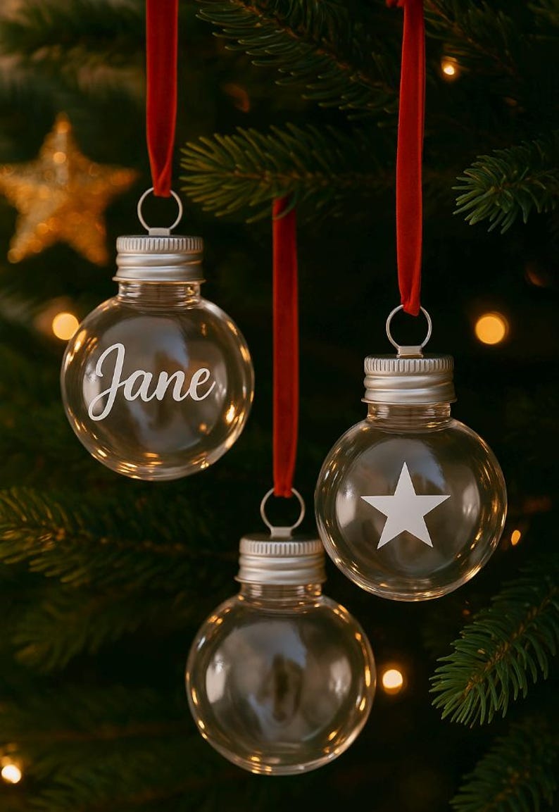Personalised Fillable Christmas Ornaments 3 Pack, DIY Empty Clear ...