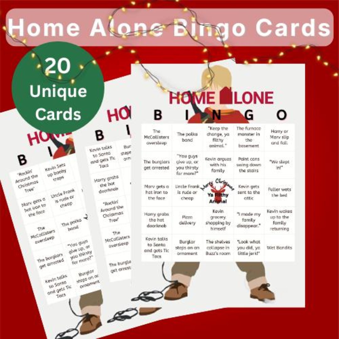 Home Alone Movie Bingo Cards – Holiday Movie Night Game | 20 Unique ...