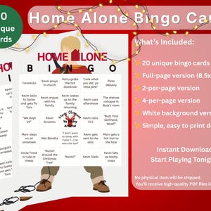 Home Alone Bingo | Multiple Layouts and White Background Included ...