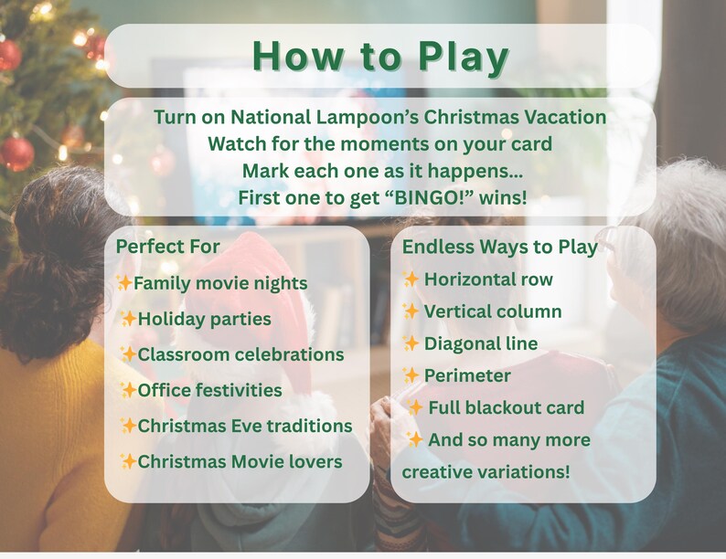 National Lampoon's Christmas Vacation Bingo | Multiple Layouts and ...