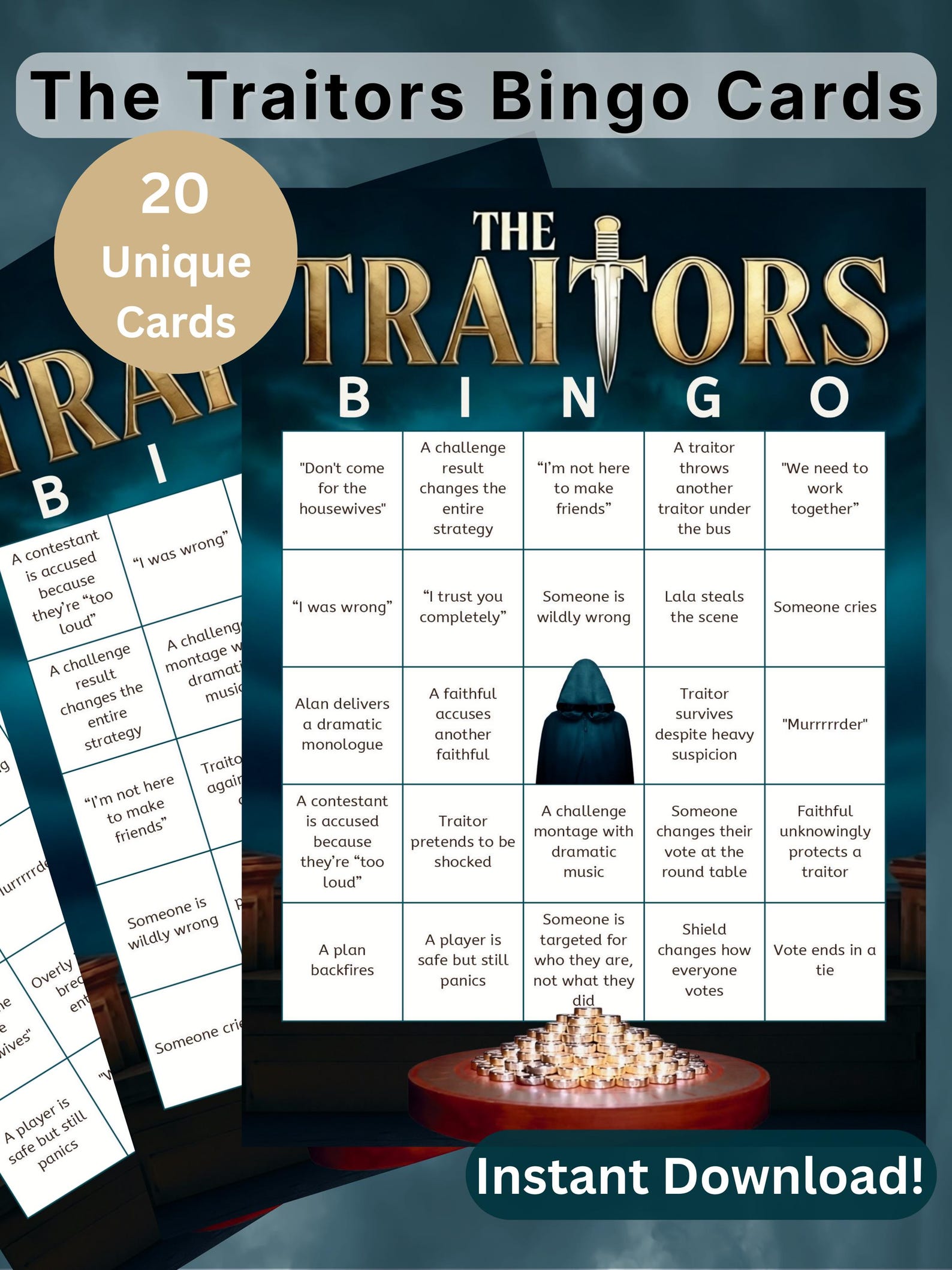 The Traitors Bingo Game | 20 Unique Cards - Etsy