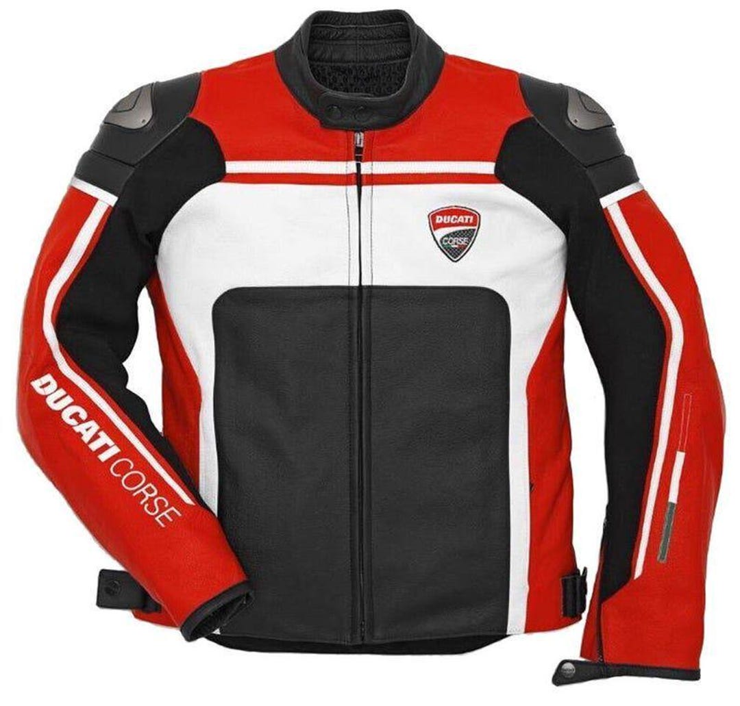 Ducati Corse C2 Racing Motorcycle Jacket – Genuine Cowhide Leather With ...