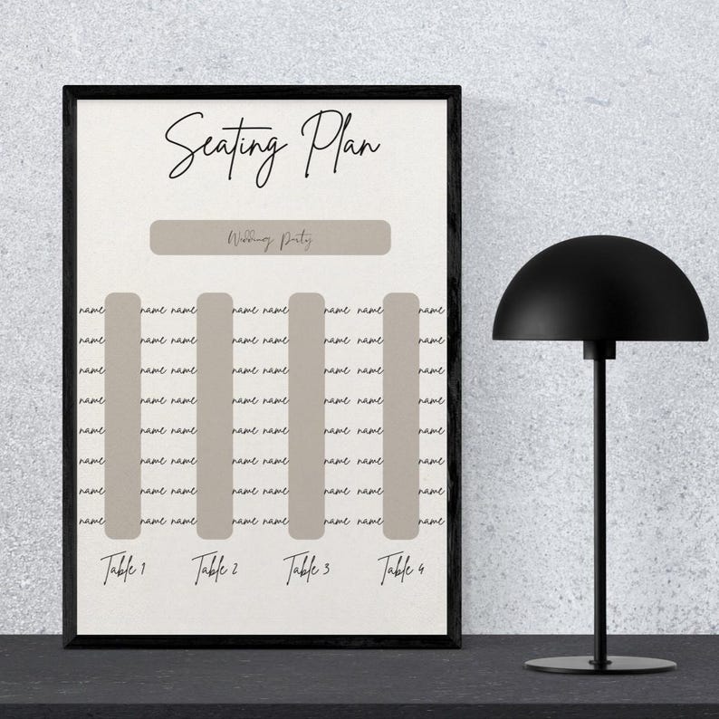 Wedding Seating Plan Canva Template Bundle 4 Pack Editable Table Chart ...