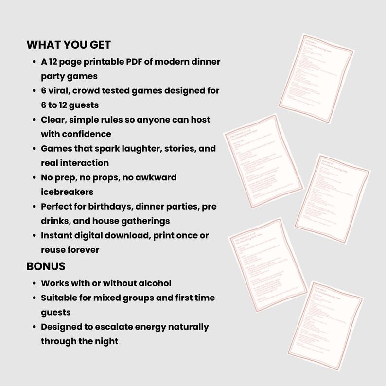 Viral Dinner Party Games Printable | 12 Page Party Games PDF | Fun ...