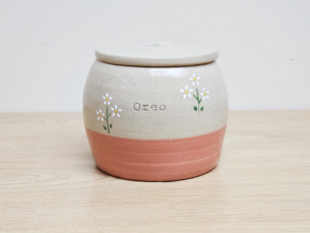 Personalised Ceramic Pet Urn: Daisies Flowers Pottery Cremation ...