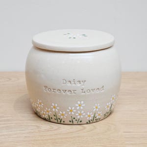 Personalized Daisies Ceramic Urn: Custom Cremation Jar for Ashes, Pet ...