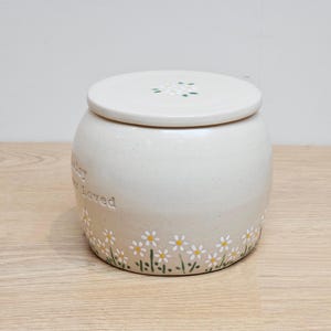 Personalized Daisies Ceramic Urn: Custom Cremation Jar for Ashes, Pet ...