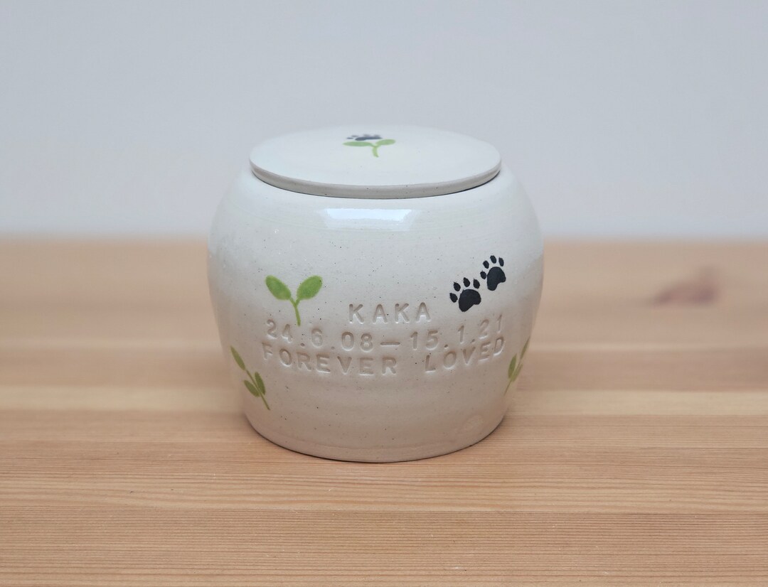 Handmade Pottery Pet Urn | Sapling | Seedlings | Paw Prints | Ceramic ...