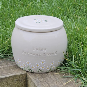 Personalized Daisies Ceramic Urn: Custom Cremation Jar for Ashes, Pet ...