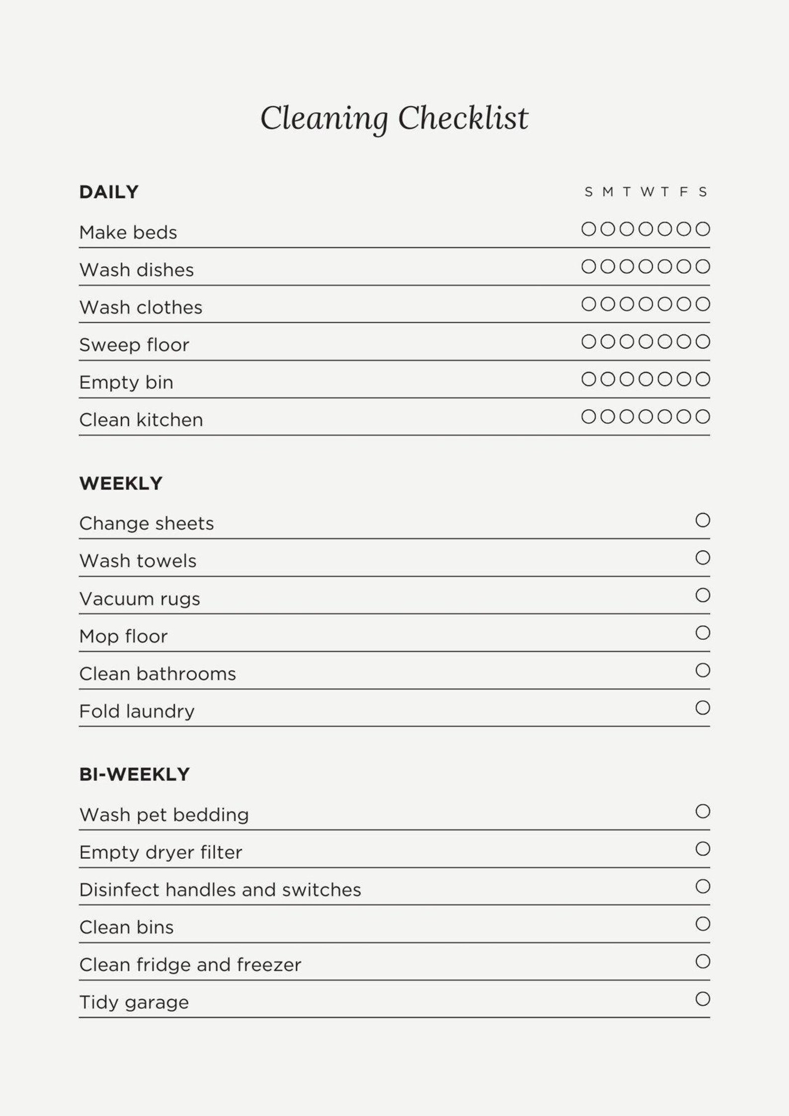 5 Home Care Checklists Bundle | Weekly, Kitchen, Bathroom, Daily Reset ...