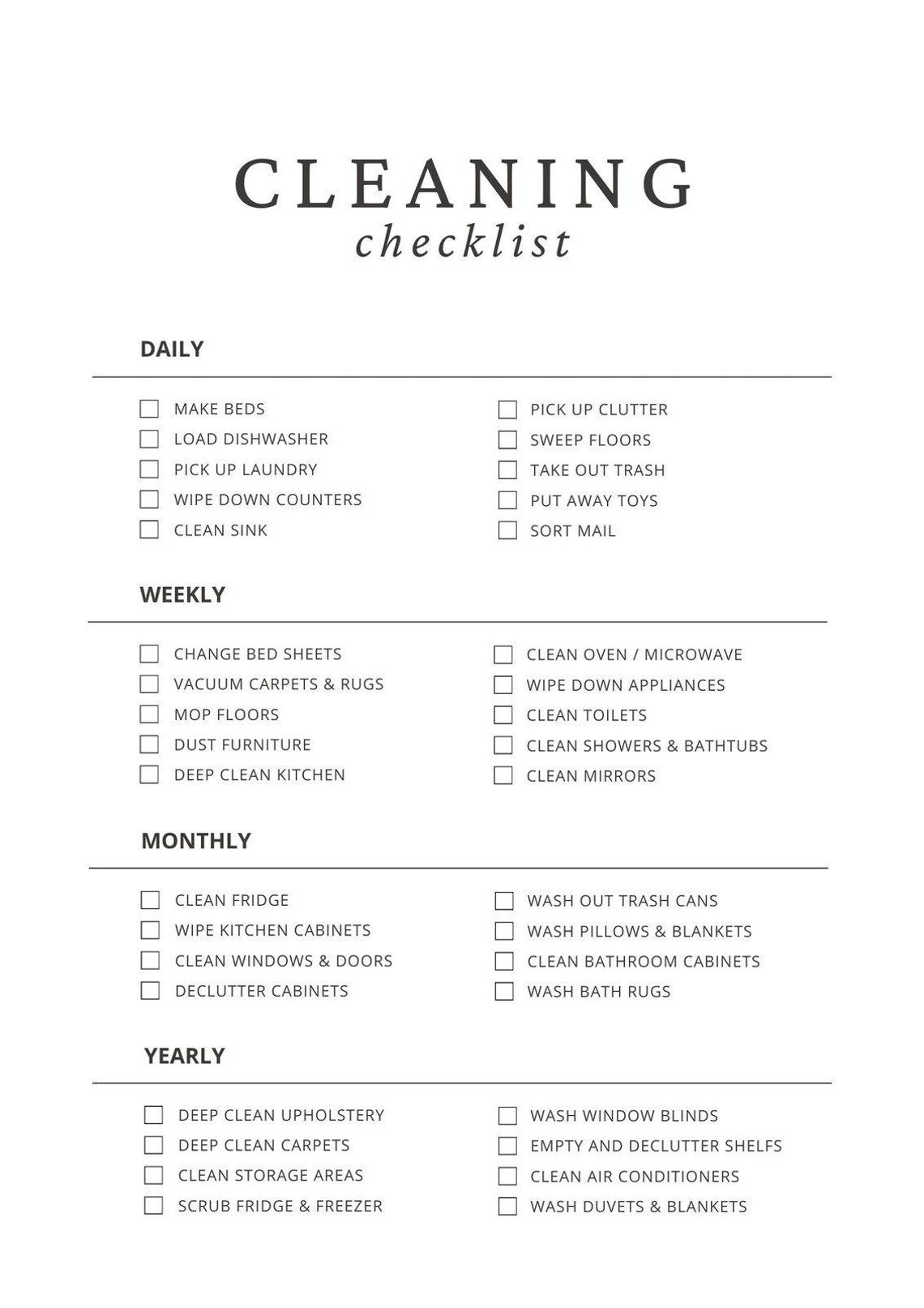 5 Home Care Checklists Bundle | Weekly, Kitchen, Bathroom, Daily Reset ...